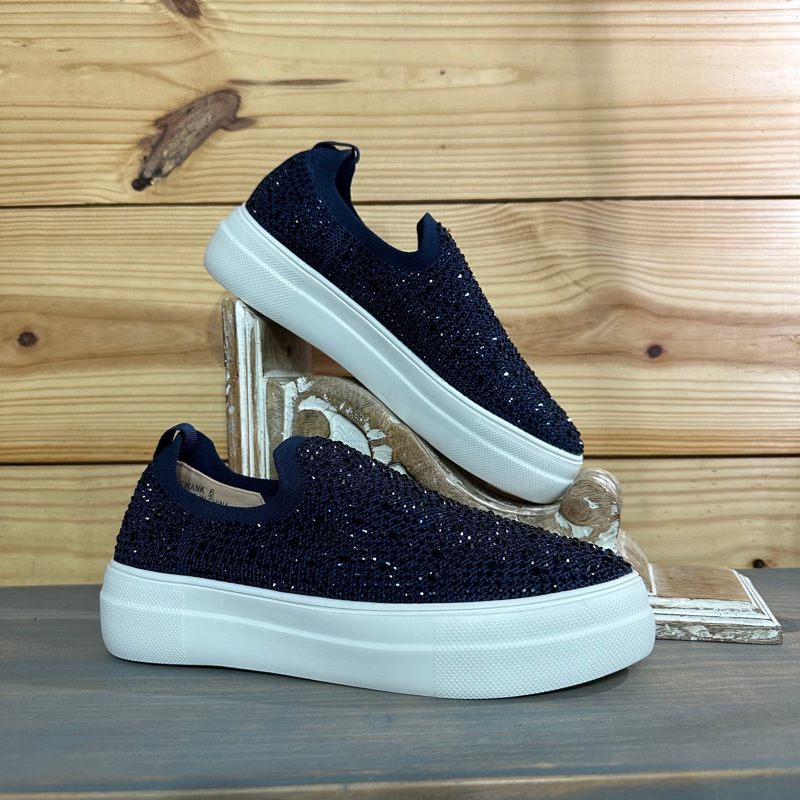 Swank slip-on sneaker • navy crystals | Boho Blooms Boutique